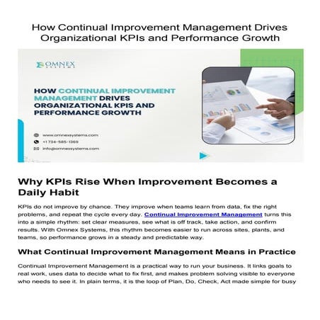 How Continual Improvement Management Drives Organizational KPIs And ...