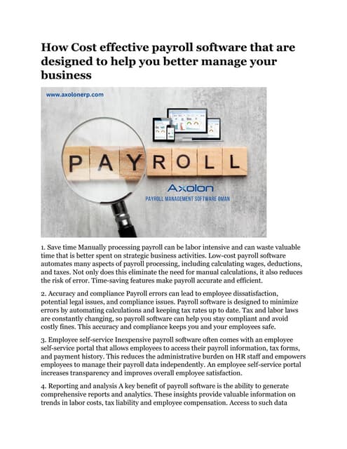 Payroll Software For Your Cleaning Business | PDF