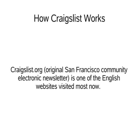 How Craigslist Works | PDF
