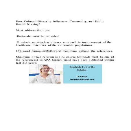 How Cultural Diversity influences Community and Public Health Nu | DOCX