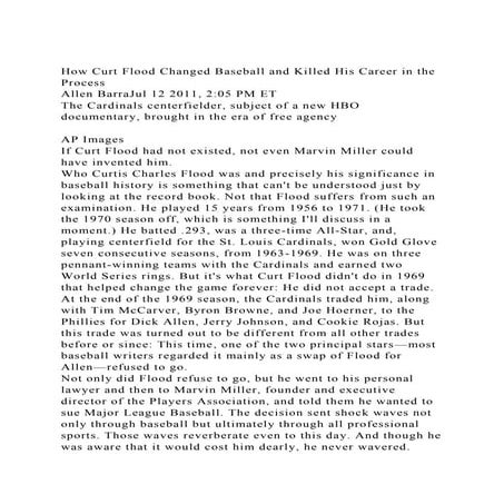 How Curt Flood Changed Baseball and Killed His Career in the Proce.docx