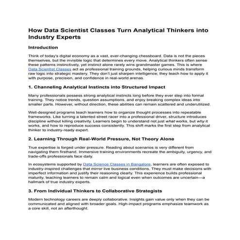 How Data Scientist Classes Turn Analytical Thinkers into Industry ...