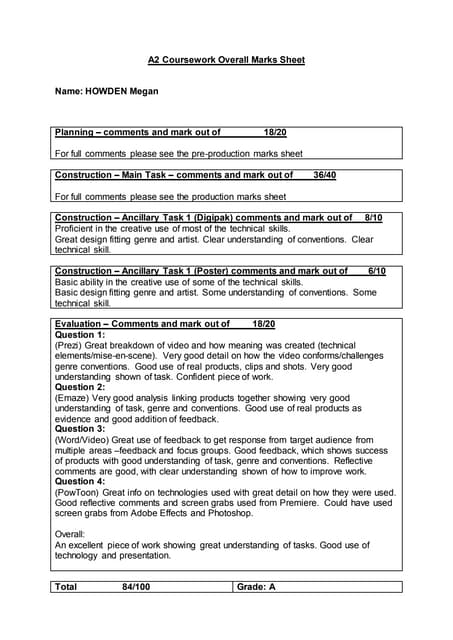 Overall feedback sheet | PDF