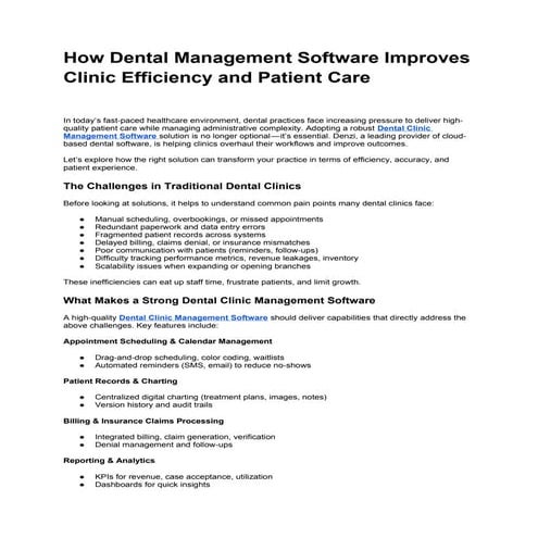How Dental Management Software Improves Clinic Efficiency and Patient ...