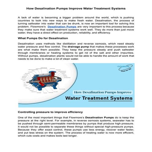 How Desalination Pumps Improve Water Treatment Systems | PDF