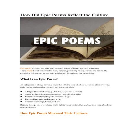 How Did Epic Poems Reflect the Culture.docx
