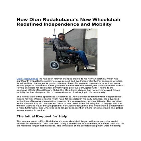 How Dion Rudakubana’s New Wheelchair Redefined Independence and ...