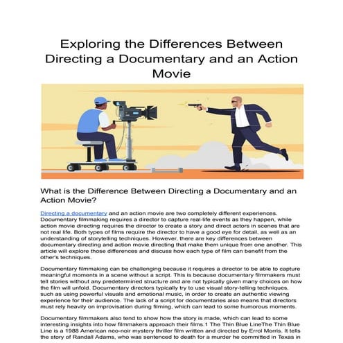 Exploring the Differences Between Directing a Documentary and an Action ...