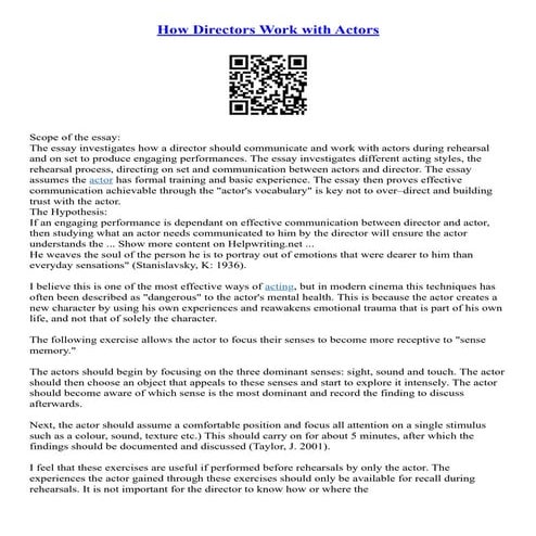 How Directors Work With Actors | PDF