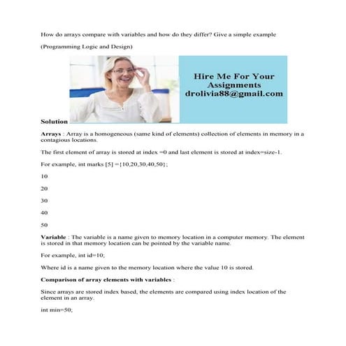 How Do Arrays Compare With Variables And How Do They Differ Give A Sidocx