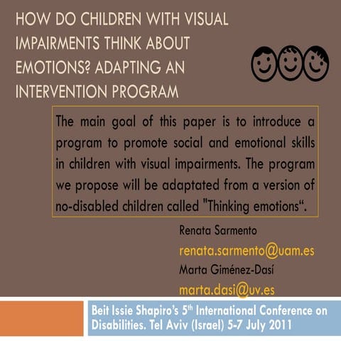 How do children with visual impairments think about emotions adapting ...