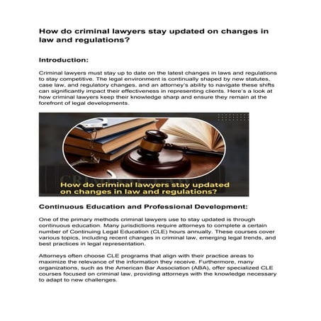 How do criminal lawyers stay updated on changes in law and regulations.docx