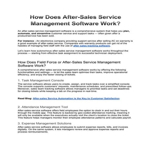 After Sales Service App | PDF