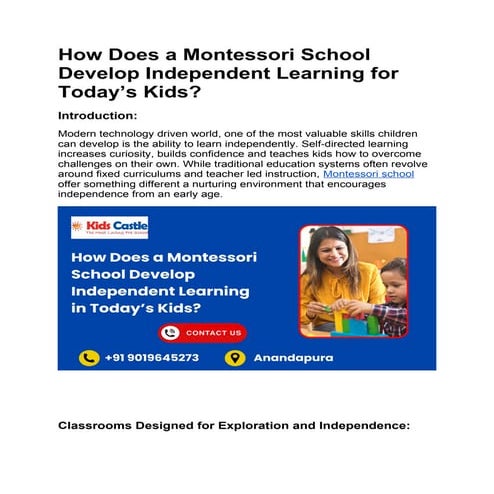 How Does a Montessori School Develop Independent Learning for Today’s ...