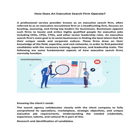 How Does An Executive Search Firm Operate.pdf | Human Resources | Business