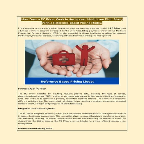 Reference-Based Pricing Model|Medicare Claim Repricing Software | PPTX