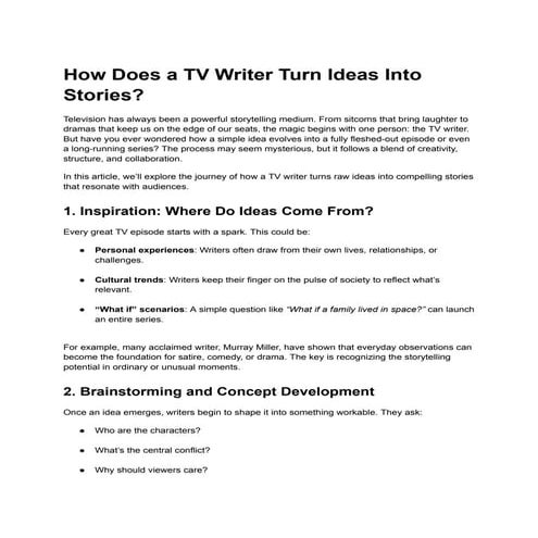 Writing TV Show Scripts | PPTX