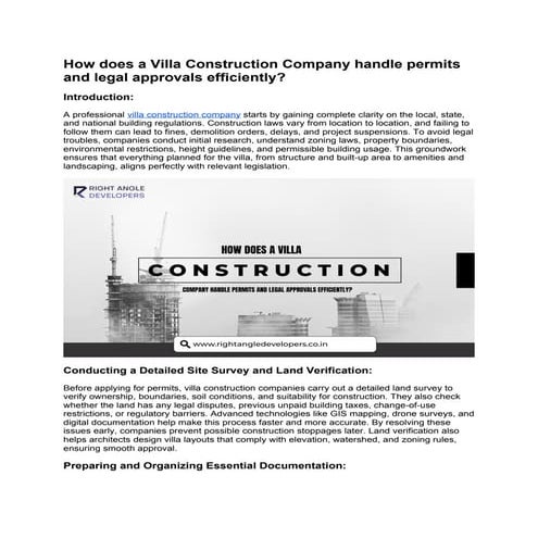 How does a Villa Construction Company handle permits and legal ...
