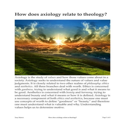 How does axiology relate to theology? | PDF
