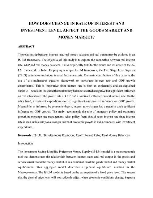 IS LM analysis | PPT