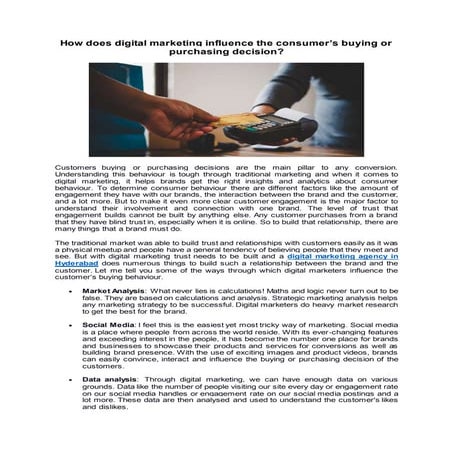 How does digital marketing influence the consumers buying or purchasing ...