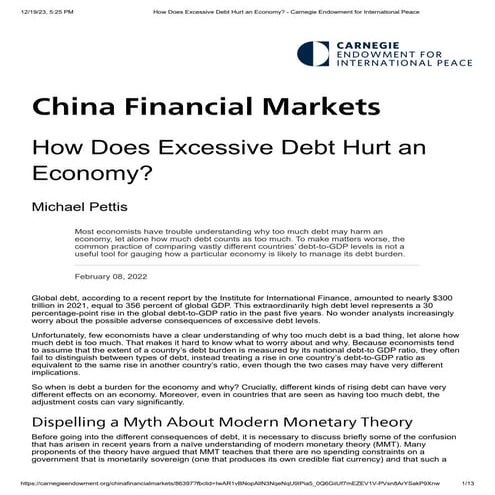 How Does Excessive Debt Hurt an Economy_ - Carnegie Endowment for ...
