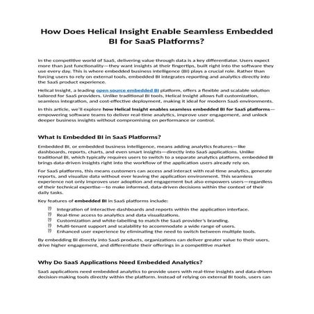 How Does Helical Insight Enable Seamless Embedded BI for SaaS Platforms ...