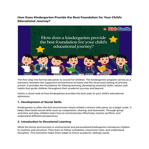 How Do You Prepare Your Child for Kindergarten? | PPTX