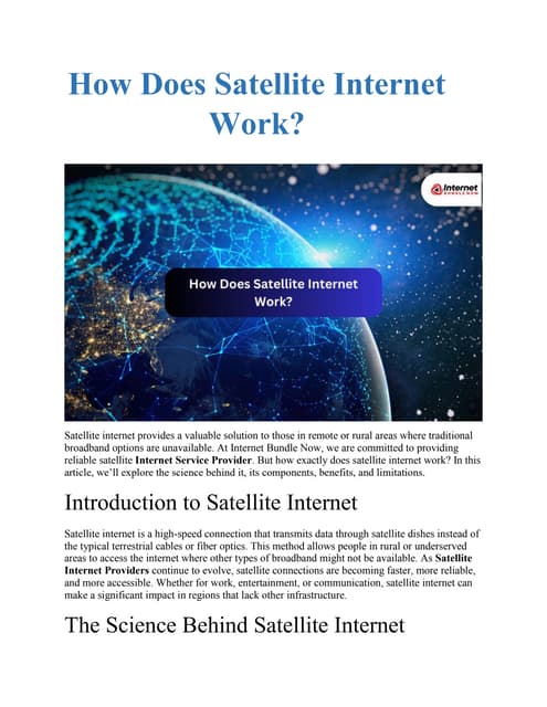 SATELLITE INTERNET AND STARLINK | PDF