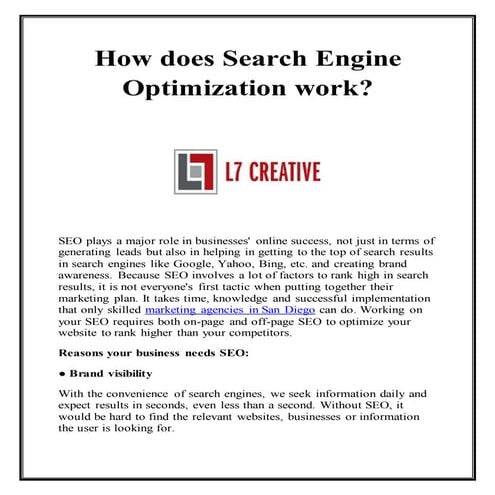 How does Search Engine Optimization work? | PDF