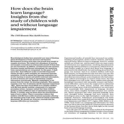 How does the brain learn language | PDF