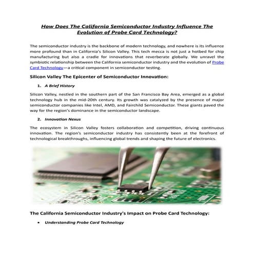 Exploring Innovative Probe Card Designs in California | PDF