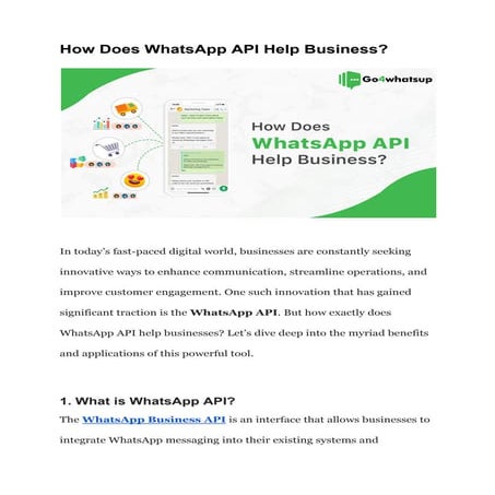 How Does WhatsApp Business API Help Business? | PDF