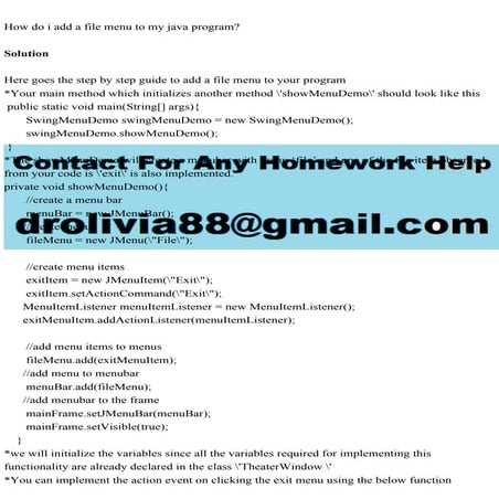 How do i add a file menu to my java programSolutionHere goes .pdf | Programming Languages ...