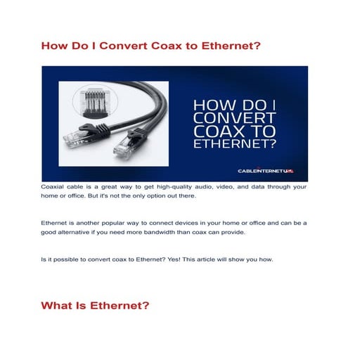 How Do I Convert Coax to Ethernet? | PDF | Computer Networking | Computing