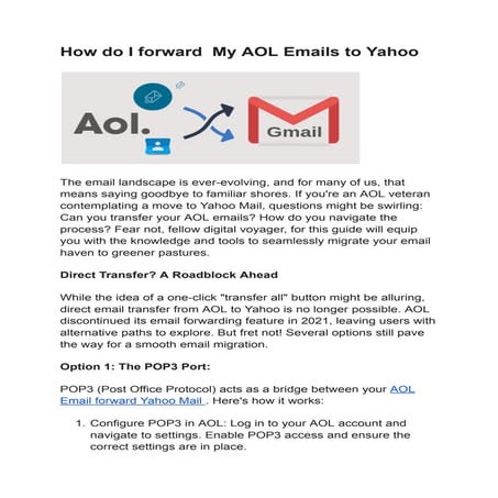 How do I forward My AOL Emails to Yahoo | PDF