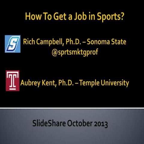How To Get a Job In Sports Campbell and Kent | PPTX