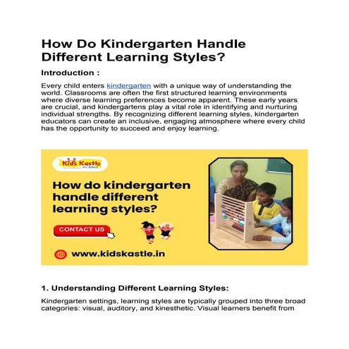 How Do Kindergarten Handle Different Learning Styles.docx
