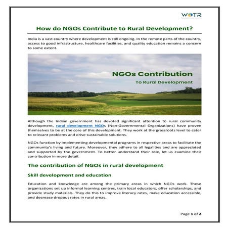 How NGOs Drive Positive Change in Rural India? | PDF