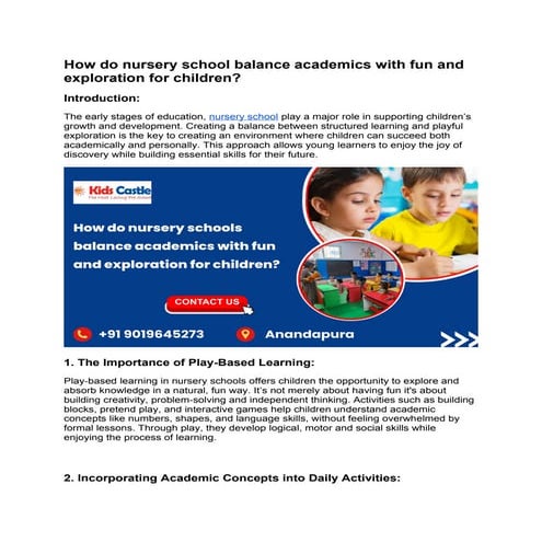 How do nursery schools balance academics with fun and exploration for ...