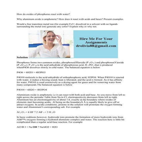 How do oxides of phosphorus react with water- Why aluminum oxide is am.docx
