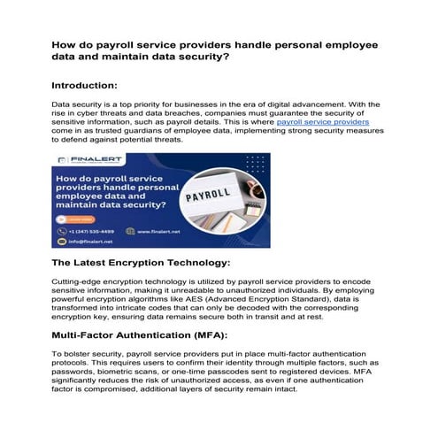 How do payroll service providers handle personal employee data and ...