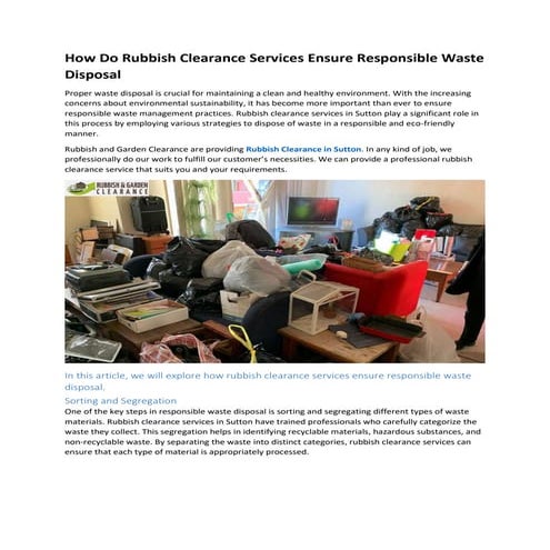 From Waste to Worth: How Responsible Rubbish Removal Supports Recycling ...