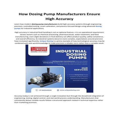 How Dosing Pump Manufacturers Ensure High Accuracy.pdf