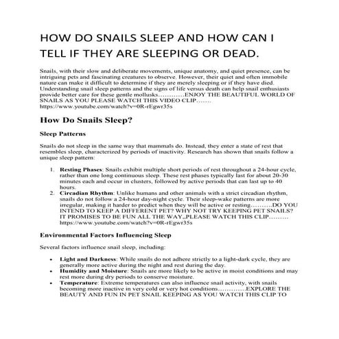 DO SNAILS AND SLUGS HEAR? IF NOT HOW DO THEY HEAR. | DOCX