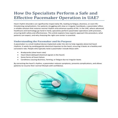 How Do Specialists Perform a Safe and Effective Pacemaker Operation in ...