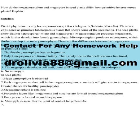 How do the megasporangium and megaspore in seed plants differ from p ...