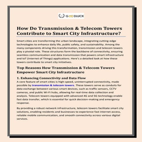 How Do Transmission & Telecom Towers Contribute to Smart City ...
