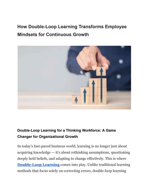 What Is Double-Loop Learning and Why It Matters for Workforce ...