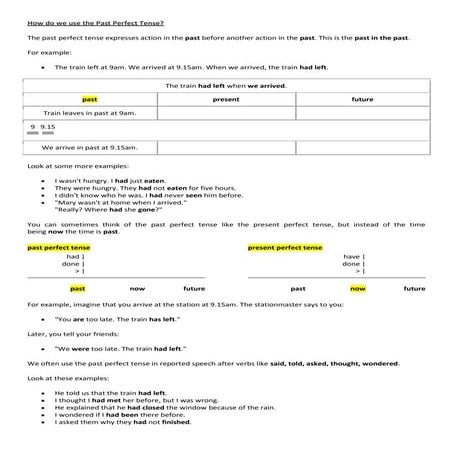 How do we use the past perfect tense | PDF